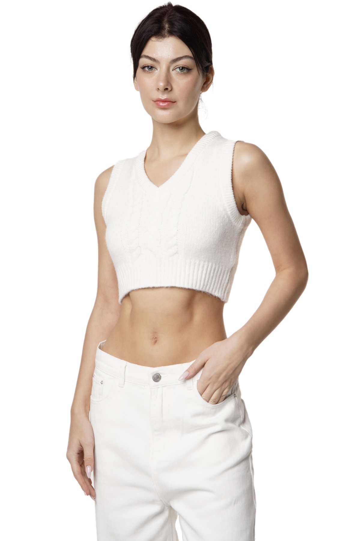 OXFORD KNIT VEST - WHITE